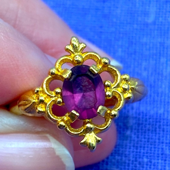 Avon | Jewelry | Vintage Avon Ring In Gold Tone With A Purple Crystal ...